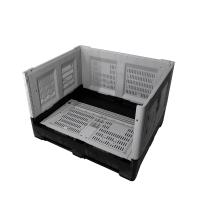 China Grey and Black Grid Ventilation Plastic Pallet Box 1T Dynamic Load for Vegetable Handling for sale