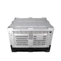China Grey and Black Grid Ventilation Plastic Pallet Box 1T Dynamic Load for Vegetable Handling for sale