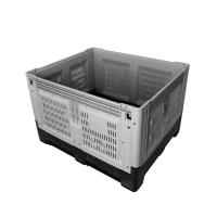 China Grey and Black Grid Ventilation Plastic Pallet Box 1T Dynamic Load for Vegetable Handling for sale