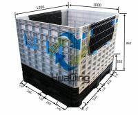 China HDFPC1210H1000B Large Foldable Collapsible Plastic Crate with Side Open Static load 4T for sale