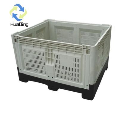 China Collapsible HDPE Folding Fruit Warehouse Stackable Plastic Pallet Box 1200*1000*810mm for sale