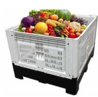 China Collapsible HDPE Folding Fruit Warehouse Stackable Plastic Pallet Box 1200*1000*810mm for sale