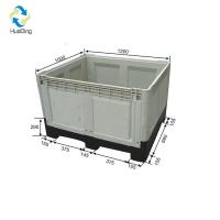 China HUADING Vegetable Warehouse Gray Solid Plastic Stacking Pallet Tank Box with Lid and Wheel for sale