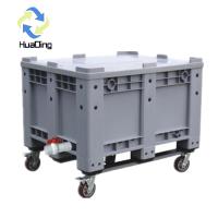 China Custom Order HUADING 1000Kgs 5 Wheels Transport Agriculture Storage Plastic Wheel Pallet Box Cage for sale