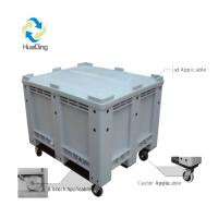 China Custom Order HUADING 1000Kgs 5 Wheels Transport Agriculture Storage Plastic Wheel Pallet Box Cage for sale