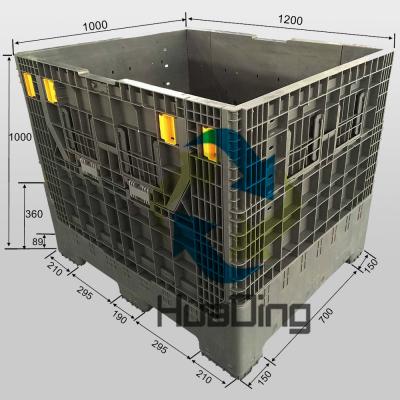 China 1T Rack Load Collapsible Plastic Pallet Box for Storage in Black Gray Blue at HUADING for sale