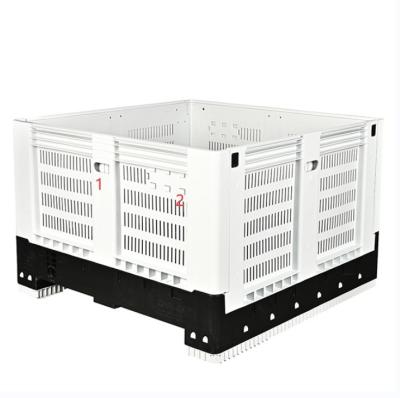 China Grid Ventilation Foldable Plastic Pallet Box for Vegetables and Fruits 700L Capacity for sale