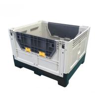 China Space-Saving Design HUADING 4 Way Entry Large Foldable Storage Plastic Pallet Bulk Bin with 4 Wheel for sale