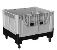 China Space-Saving Design HUADING 4 Way Entry Large Foldable Storage Plastic Pallet Bulk Bin with 4 Wheel for sale