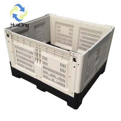 China HUADING Plastic Pallet Box Collapsible Container Black Gray Yellow Static Load 4T for sale