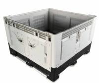 China HUADING Plastic Pallet Box Collapsible Container Black Gray Yellow Static Load 4T for sale
