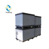 China Auto Packaging Plastic Hopper Transport Storage Pallet Box with Hinged Lids in Blue for sale