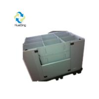 China Auto Packaging Plastic Hopper Transport Storage Pallet Box with Hinged Lids in Blue for sale