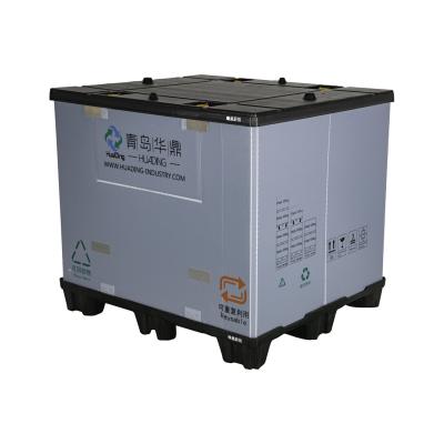 China Automotive Parts Packaging Heavy Duty Foldable Coaming Box with Pallet and Custom Design for sale