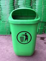 China Outdoor Standing Induction Type Eco-friendly 50L Green Small Double Bins Plastic Waste Bin for sale