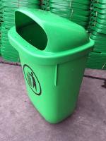 China Outdoor Standing Induction Type Eco-friendly 50L Green Small Double Bins Plastic Waste Bin for sale