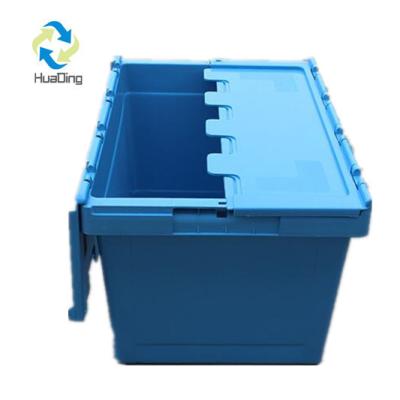China Recyclable HUADING 600*400*335mm Heavy Duty Turnover Crate Used Plastic Nestable Box with Lid for sale