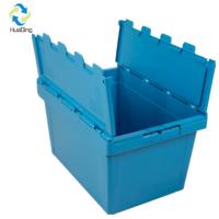 China Recyclable HUADING 600*400*335mm Heavy Duty Turnover Crate Used Plastic Nestable Box with Lid for sale