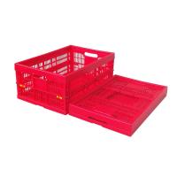 China Blue Storage Box Fruit Crate Collapsible Plastic Mesh Laundry Basket 30kg Capacity for sale