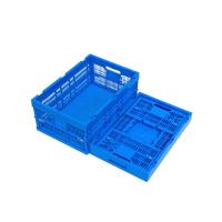 China Blue Storage Box Fruit Crate Collapsible Plastic Mesh Laundry Basket 30kg Capacity for sale
