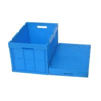 China Blue Storage Box Fruit Crate Collapsible Plastic Mesh Laundry Basket 30kg Capacity for sale