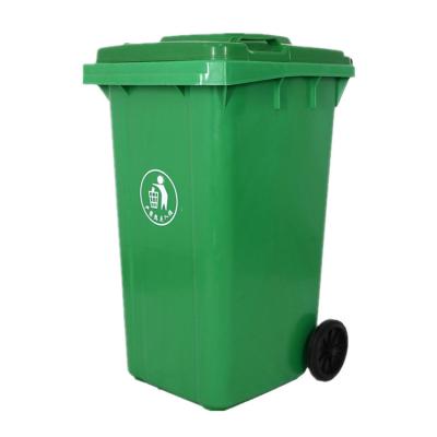 China 240L Plastic Waste Bin with Wheels Anti-slip Rubber Inserted for sale