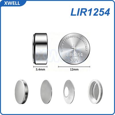 China LIR1254 Rechargeable Lithium-Ion Coin Cell Kit - 60mAh Capacity, 3.6V/3.7V Voltage for Device Research for sale