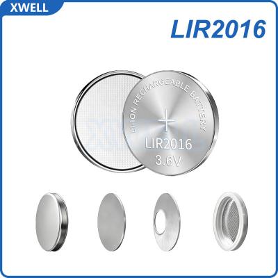 China LIR2016 3.6V Rechargeable Coin Cell Battery - 20mm Diameter, 1.6mm Thickness, 15-25mAh Capacity for sale