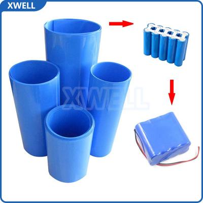 China Blue PVC Heat Shrink Tube 18650 Flame Retardant Insulation Sleeve 80C Shrink 40-50% Transverse for sale
