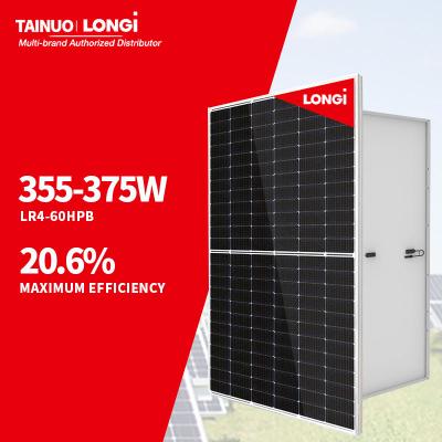 China TAINUO Longi Himo 4m LR4-60HPB All Black Mono Panel Solar 365W 370W 375W Solar PV Module for sale