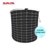 China Light Weight Sunman Mono Solar Flexible Panel with 430W/520W and 166mmx166mm Cell Size for sale