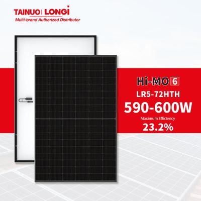 China Bifacial Longi LR5-72HTH 590-600M hi mo x6 590W 600 watt 595w 35MM 144 CELL solar panel for sale