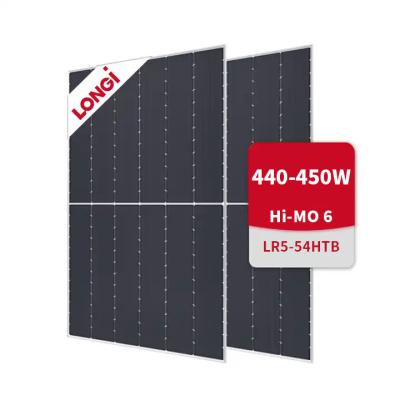 China LONGi Hi-MO 6 LR5-54HTB 440-450M Half Cell Bifacial Solar Panels All Black 440W-450W 23% for sale