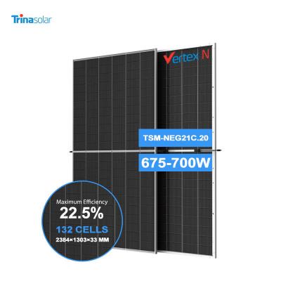 China Trina Solar Vertex Bificial N-type 675W 680W 685W 690W 695W 700W Solar Panels for Solar Power System for sale