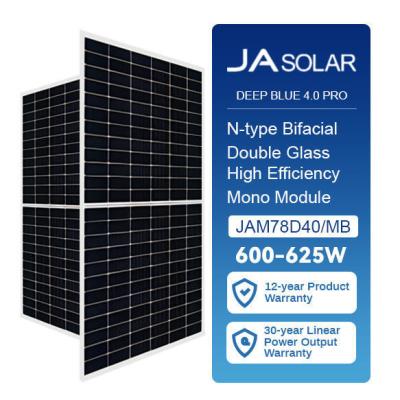 China 2465*1134*35mm JA 600W Mono Crystalline Solar Panel 615W 620W 625W Bifacial Dual Glass Module for sale