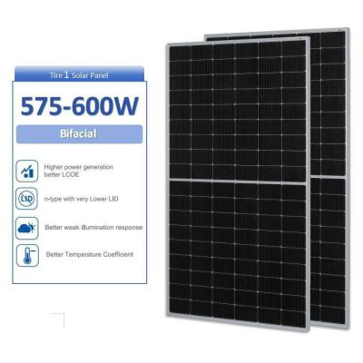 China 575-600W Bifacial Half-Cell Double Glass Ja PV Solar Panels with IEC ISO TUV Certificate for sale