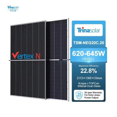China Trina Solar 620-645W Mono Bifacial Dual Glass PV with Anodized Aluminium Alloy Frame for sale