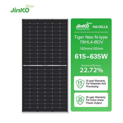 China Jinko Tiger Neo 78HL4-BDV 620W 625W 630W 635W N Type Bifacial Dual Glass Solar Panel for sale