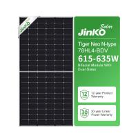 China Front Glass 2.0mm Jinko Bifacial Solar Panels 635W 630W 625W 620W 615WP N-Type Topcon for sale