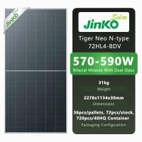 China Jinko 580W Tier 1 Solar Panels with CE TUV Certification and IP68 Rated Junction Box for sale