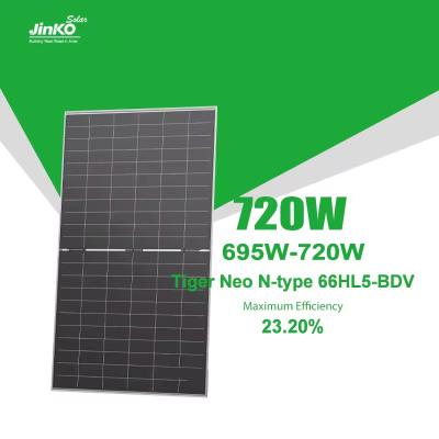 China 2.0mm Back Glass Jinko Mono N Type Tier 1 Solar Panels 700Watt 710Watt 720Watt for Pv Modules for sale