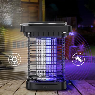 China 1300V USB Rechargeable Solar Powered Bug Zapper Lantern Mosquito Zapper Lamp UV Cold White for sale