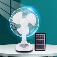 China 12Inch Electric Solar Rechargeable Table Fan For Living Room Floor Ventilation for sale