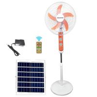 China Aluminum 16 Inch Solar Fan AC DC 12V With LED Light Solar Powered Floor Fan for sale