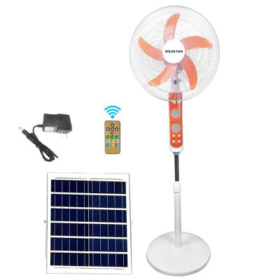 China Aluminum 16 Inch Solar Fan AC DC 12V With LED Light Solar Powered Floor Fan for sale