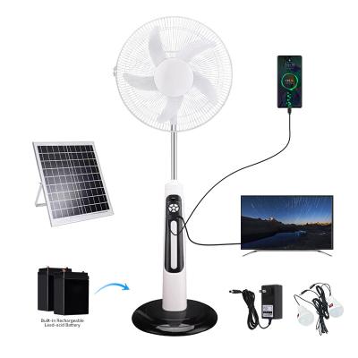 China 5 Blades 16/18 Inches Solar Rechargeable Fan Floor Stand With Solar Panel for sale