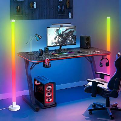 China RGB Emitting Color Modern ABS LED Floor Lamp White Shade Dimmable Remote Control USB Power Source Smart Home Voice Control for sale