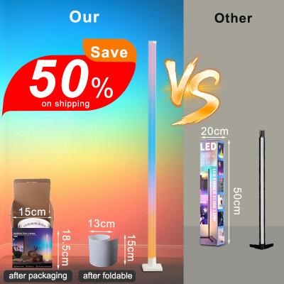 China ABS Shade Material RGBIC Smart LED Floor Lamp Modern White Corner Light Music Sync Dimmable Lighting App Controlled Lighting for sale