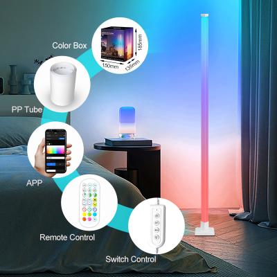 China DIY Adjustable RGBIC Floor Lamp Smart Corner Lighting Music Sync Dimmable LED Modern RGB Floor Lamps ABS PP Construction for sale