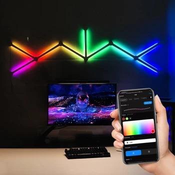 China RGB mixed White Light Wall LED Lamp Smart Panel Gaming Lighting Sound Rhythm LED Strip Light Decorative Room Lighting for sale